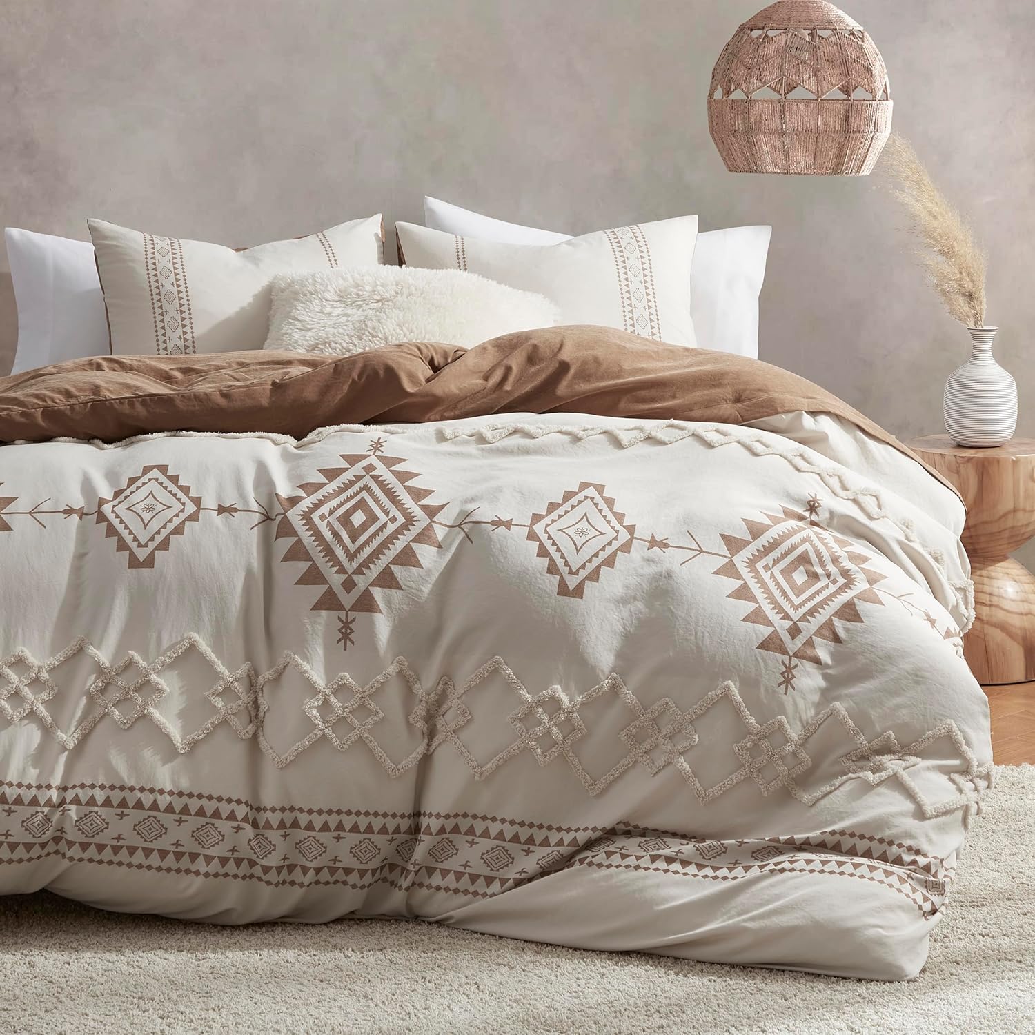 MuMullum Beige & Terracotta Quilt Cover Set Vintage Bohemia Duvet Cover ...