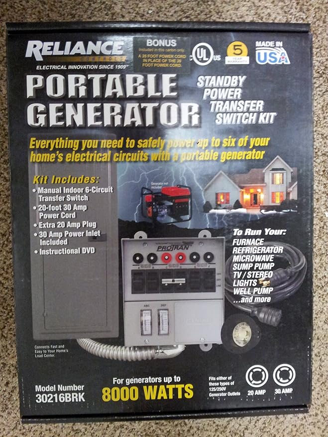 Amazon.com: Reliance Portable Generator 30216BRK : Patio, Lawn & Garden