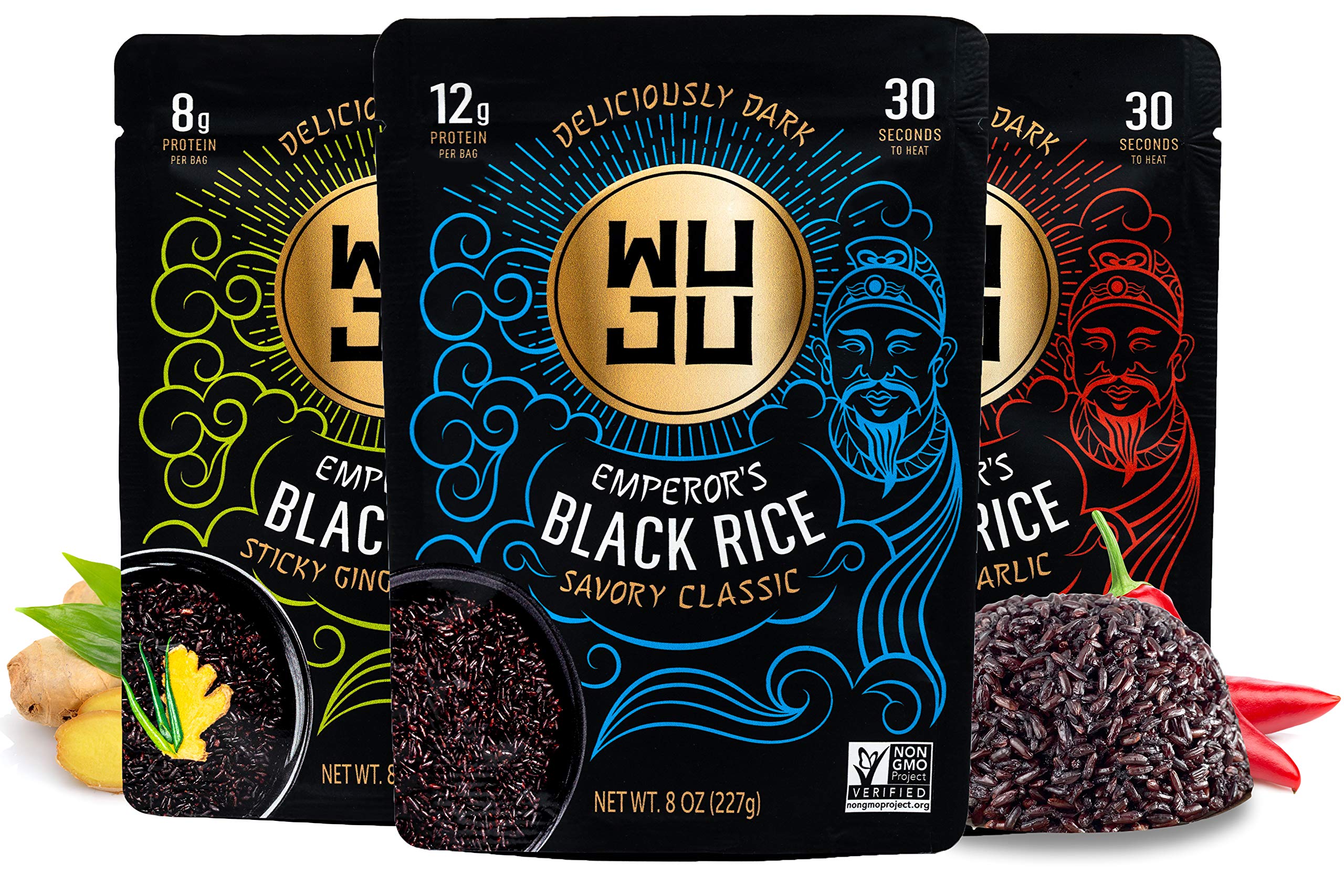Wuju Emperors Black Rice Precooked Variety Rice Pack Gluten Free ...