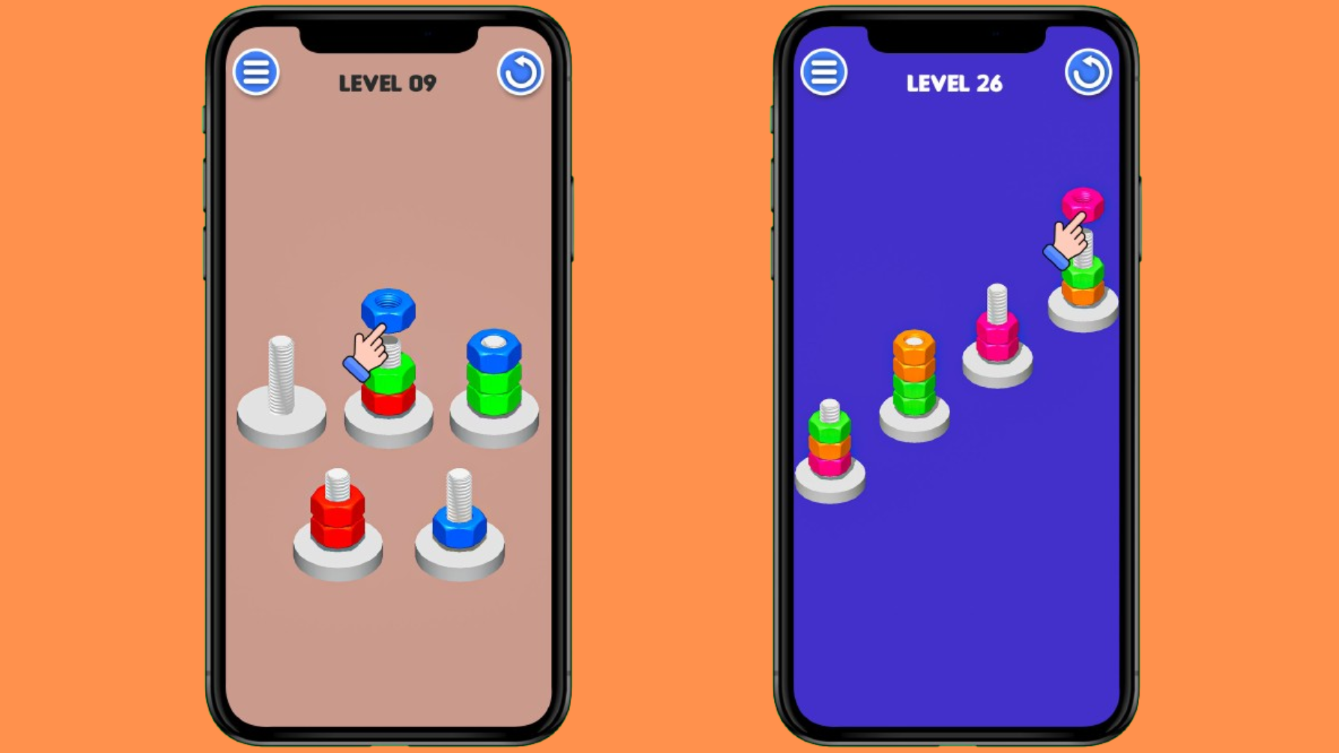 Nuts And Bolts Color Sorting Screw Pin Puzzle ASMR Colour Sort Matching ...