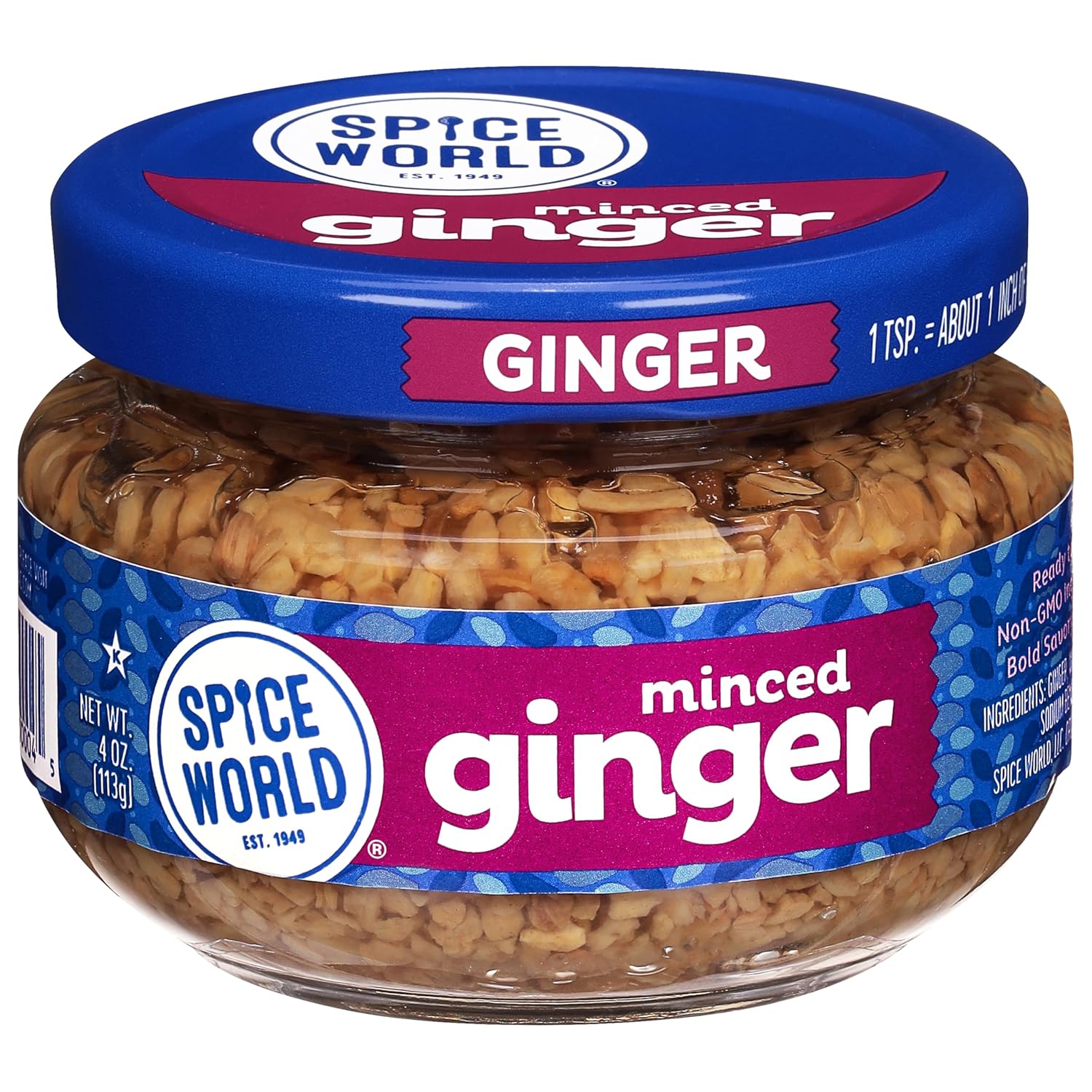 Amazon.com : Spice World Minced Ginger – 4oz Ginger Jar with Non-GMO ...