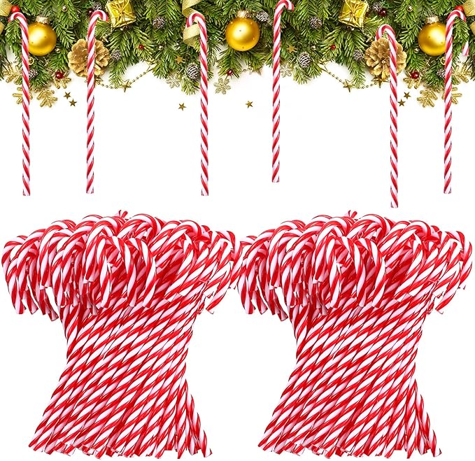 Amazon.com: Jetec 300 Pcs Christmas Plastic Candy Cane Ornament 5.9 ...