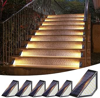 Shuniu Solar Step Lights for Outside, 6 Pack Solar Stair Lights Outdoor ...
