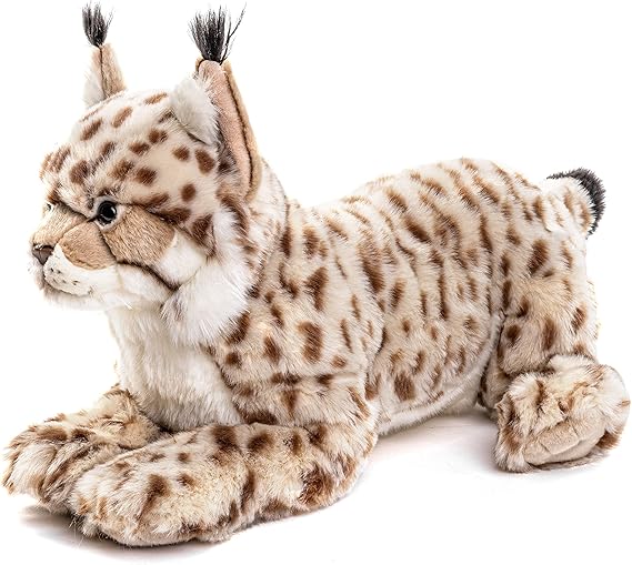 Uni-Toys - Lynx, lying down - 46 cm (length) - Plush cat - Plush toy ...