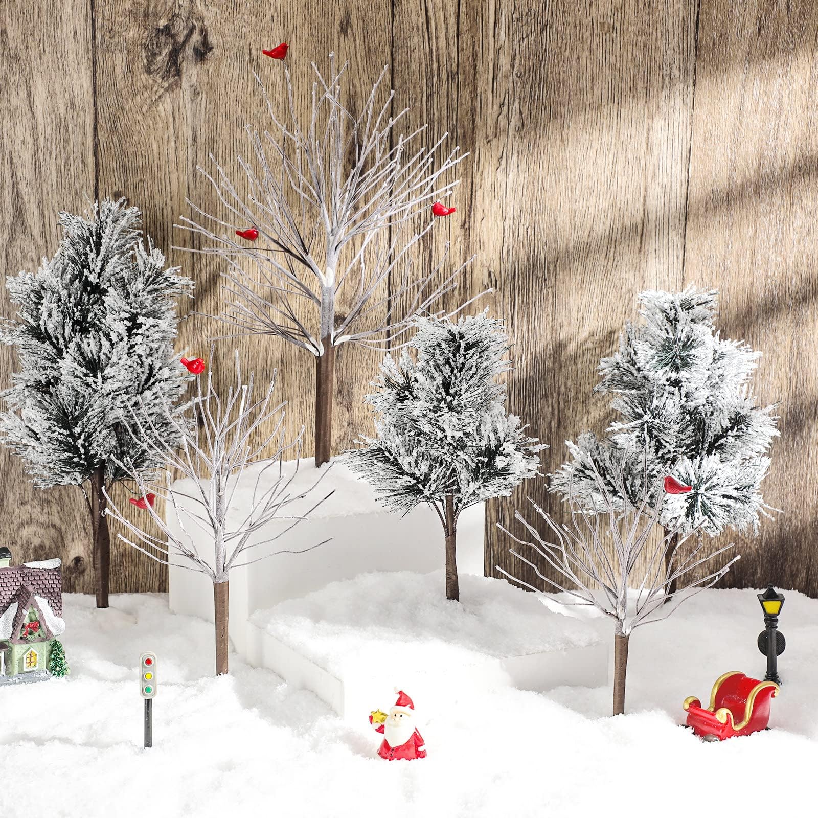 Amazon.com: 8 Pcs Christmas Decor Trees Christmas Village Trees Set ...