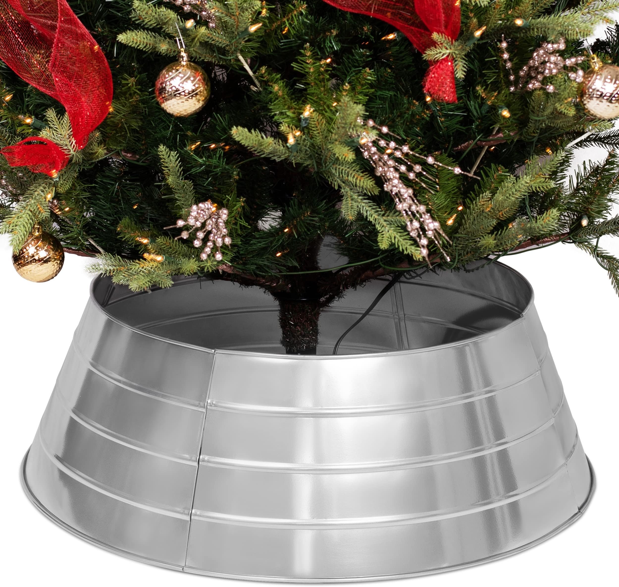 Amazon.com: DREAMADE Galvanized Metal Christmas Tree Collar, Easy Set ...