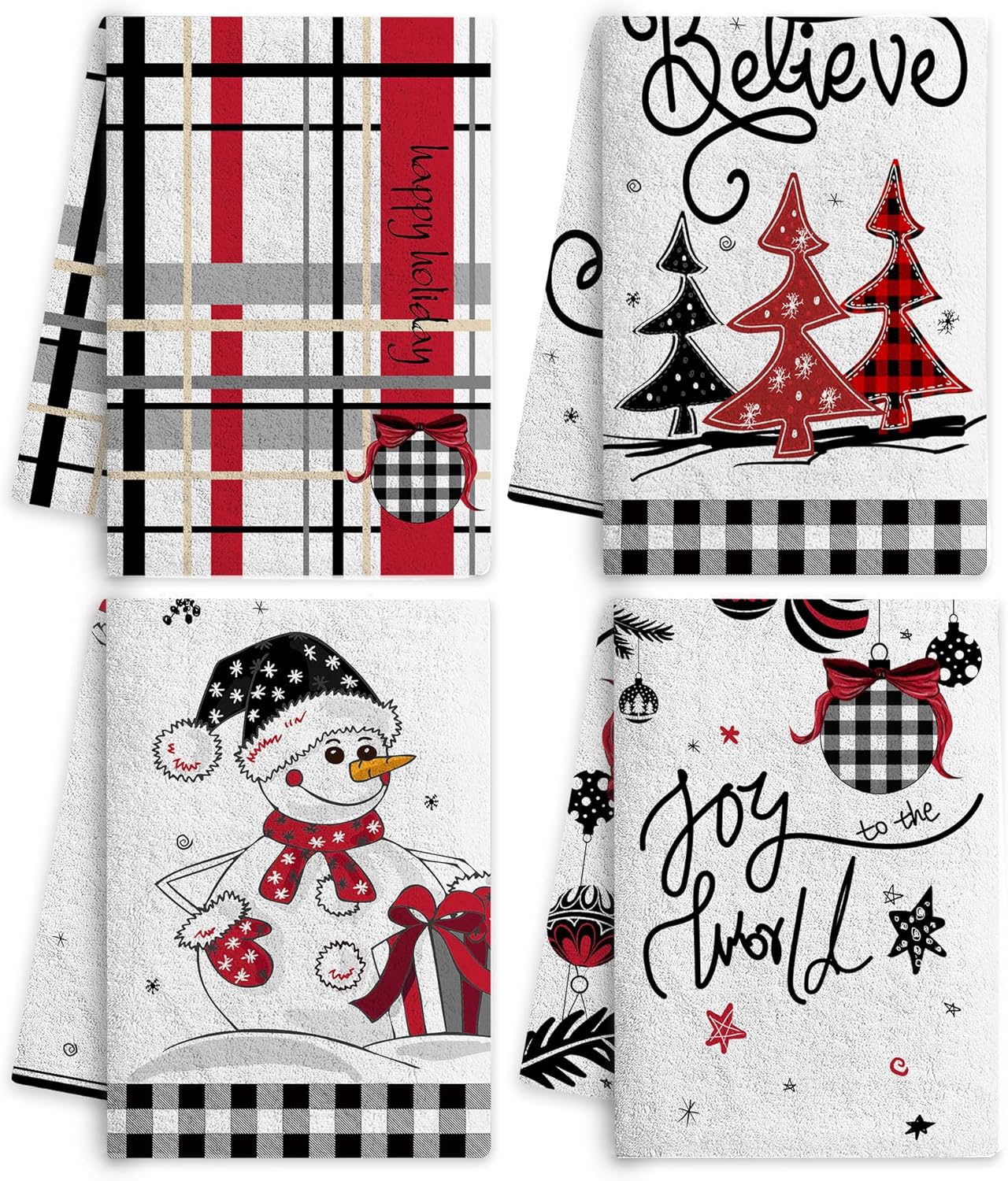 Amazon.com: Deztibos Christmas Woodland Winter Snowman Hand Towel 4pc ...