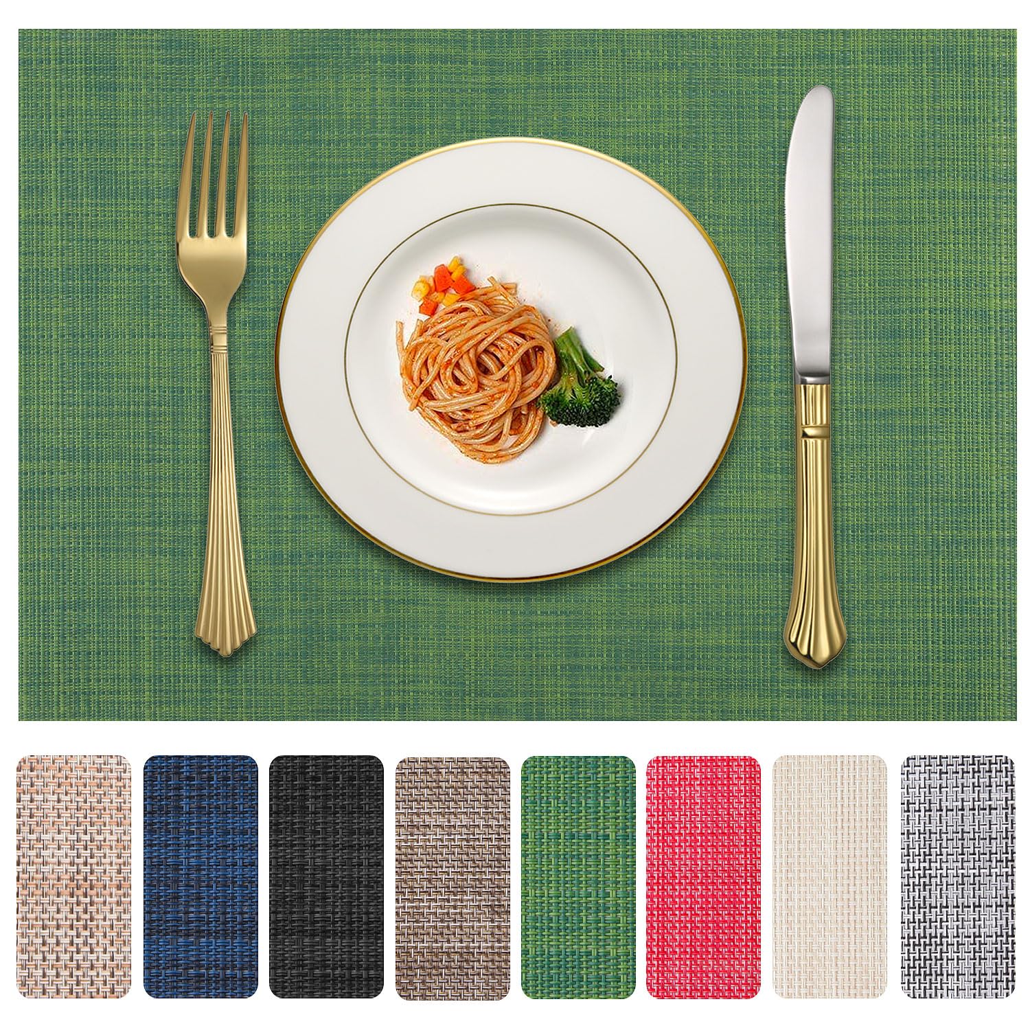 Amazon.com: LANDVIEW Vinyl Placemats Set of 4, PVC Woven Washable Non ...