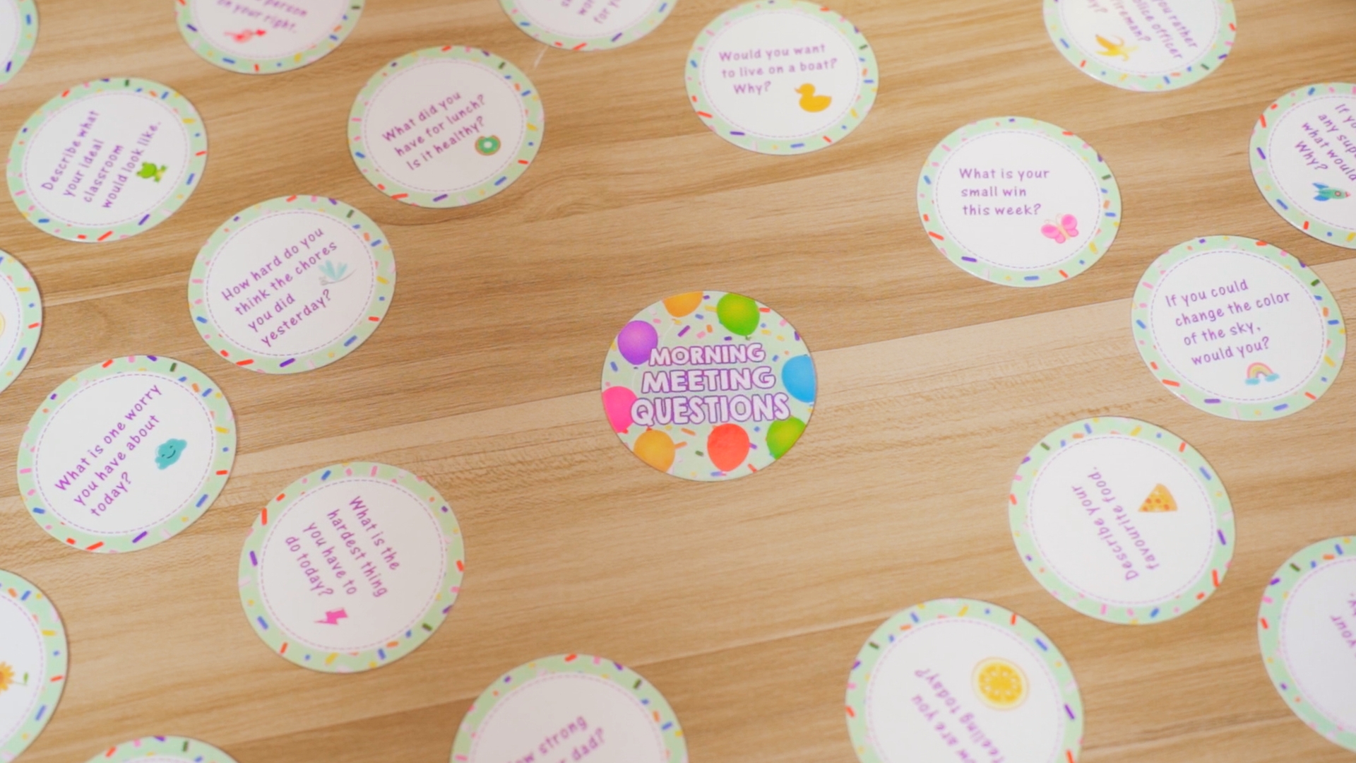 Watch Morning Meeting Chips Questions Cards for Students on Amazon Live