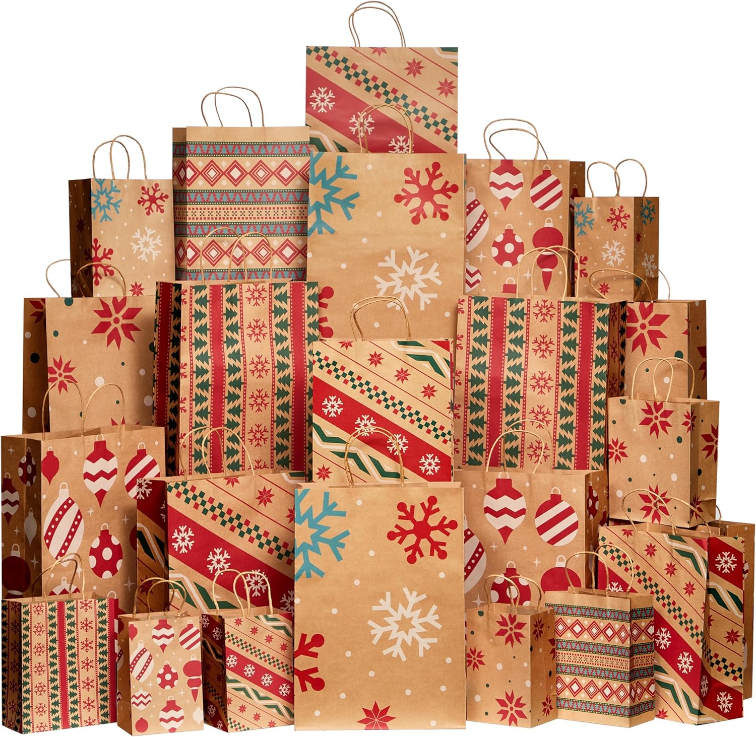 Amazon.com: JOYIN 24 PCS Christmas Kraft Gift Bags with Festive Designs ...