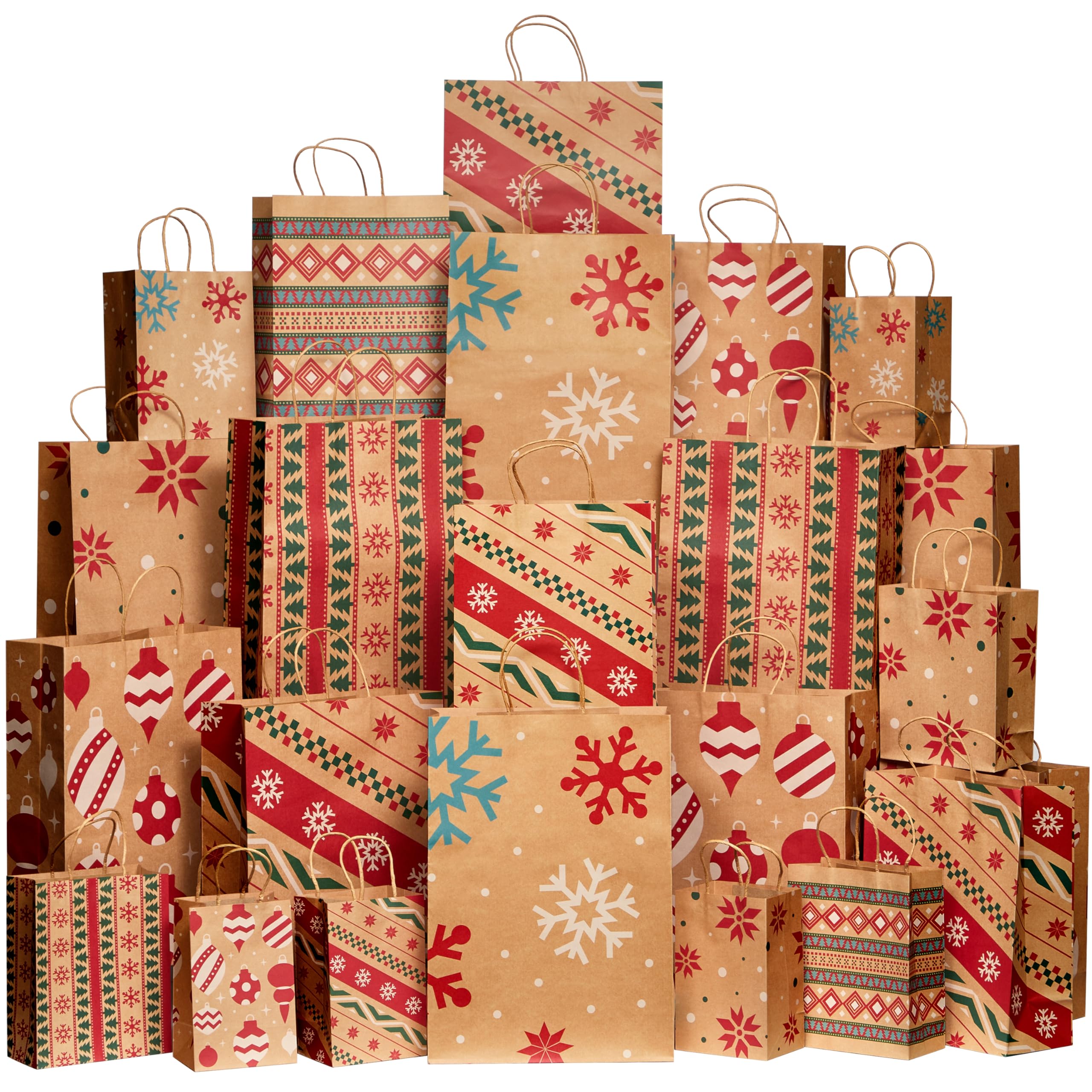 Amazon.com: JOYIN 24 PCS Christmas Kraft Gift Bags Xmas Gift Bags with ...
