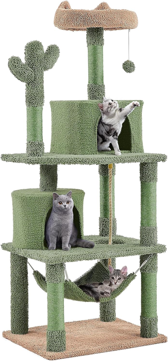 Yaheetech Large Cactus Cat Tree, Multi-level Cat Climbing Tower w ...