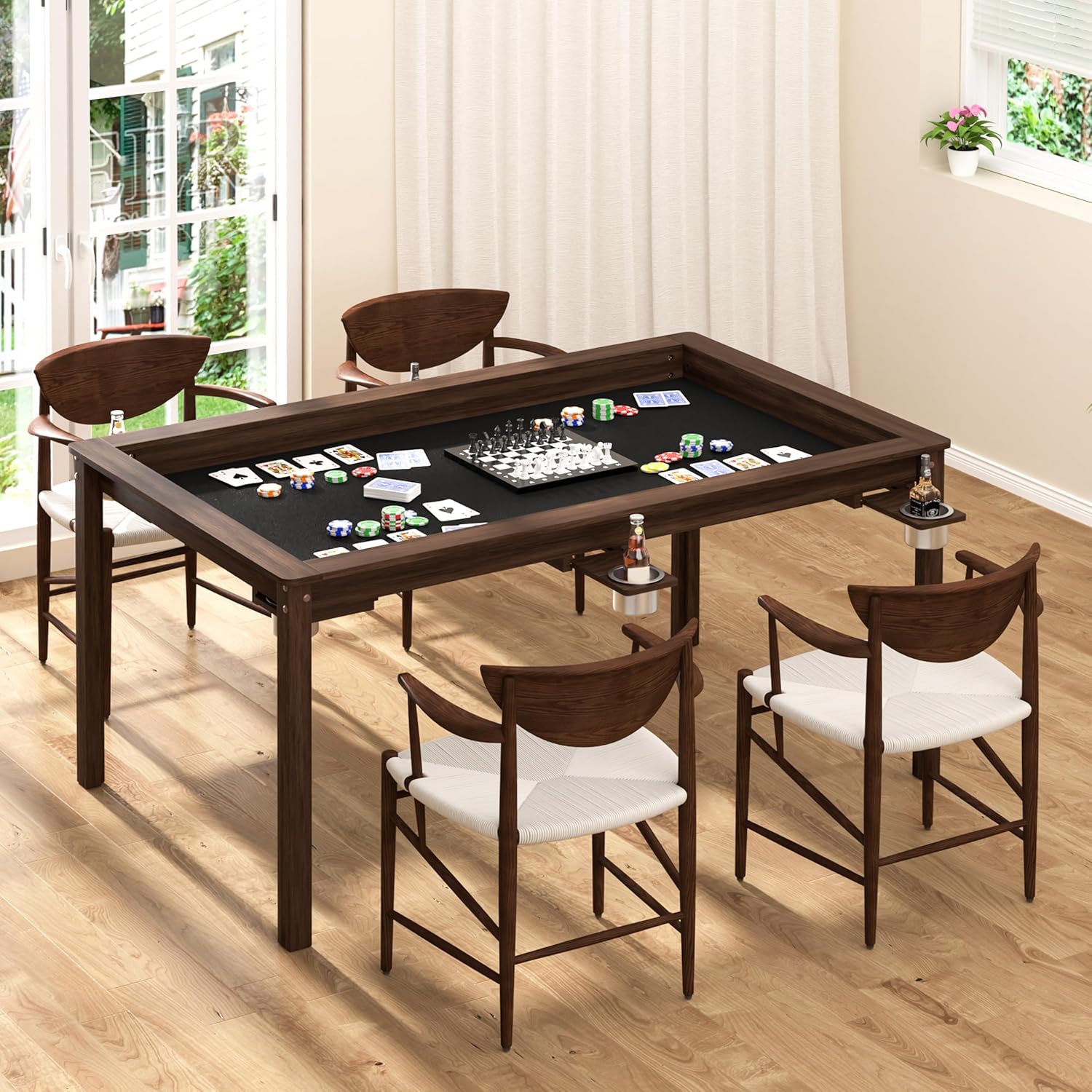 Amazon.com: MUPATER Solid Wood Board Game Table with 58” x 33” Gaming ...