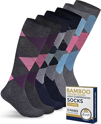 Amazon.com: Pembrook Bamboo Viscose Light Compression Socks - 3 Pairs ...