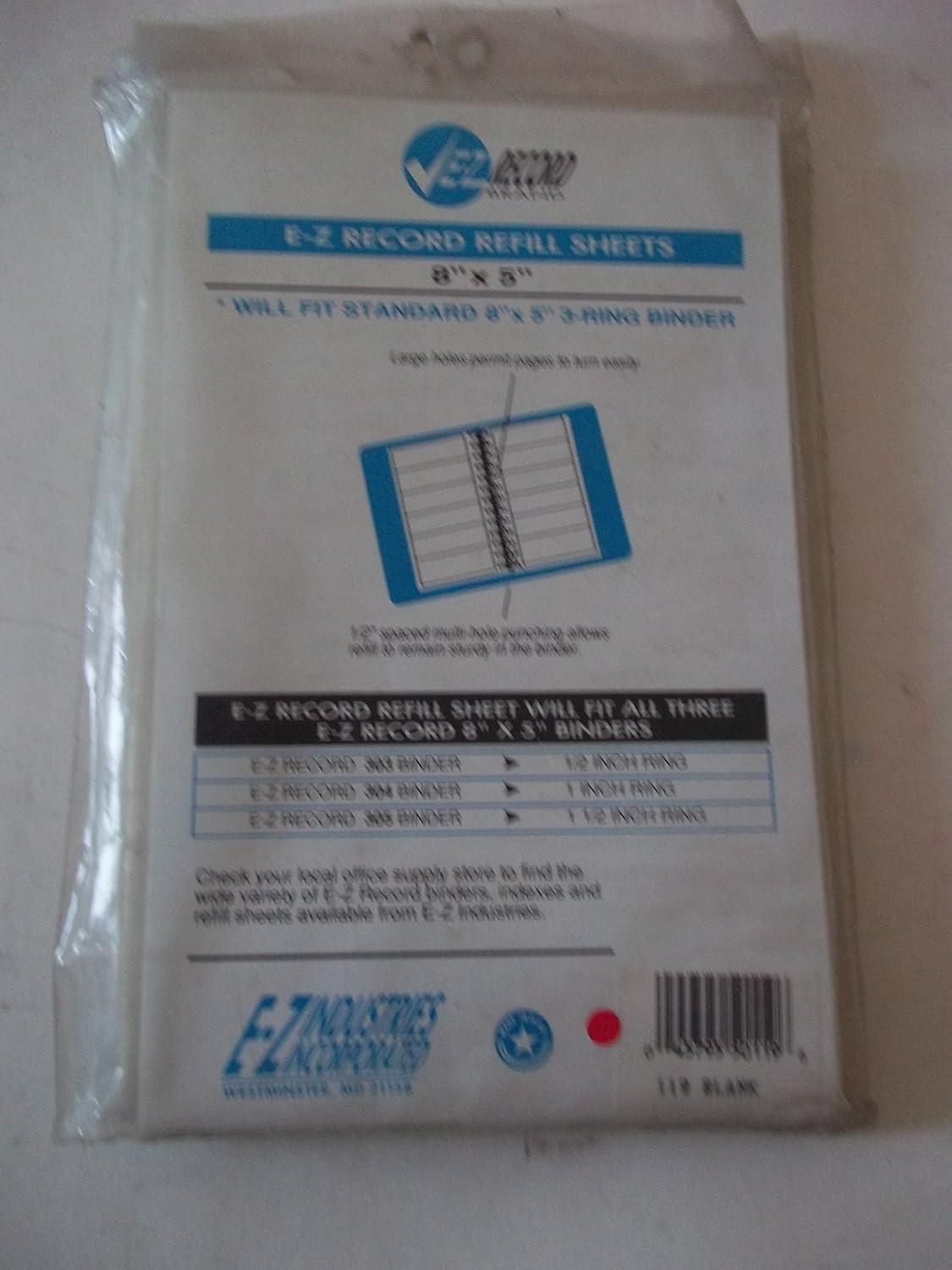 Amazon.com : E-Z Record Refill Sheets, D-119, 8" x 5", 1/2" Space Multi ...