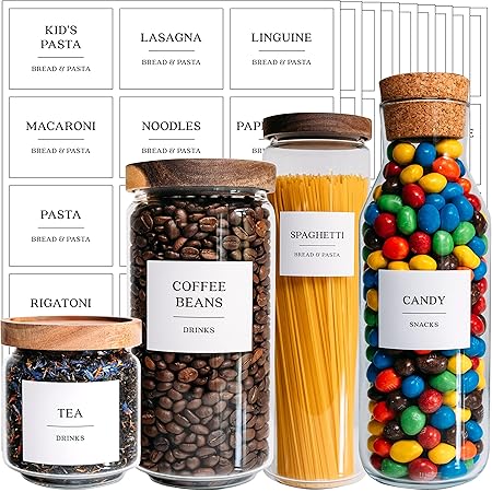 Amazon.com: 308 Kitchen Pantry Labels for Food Containers, 3 Sizes ...