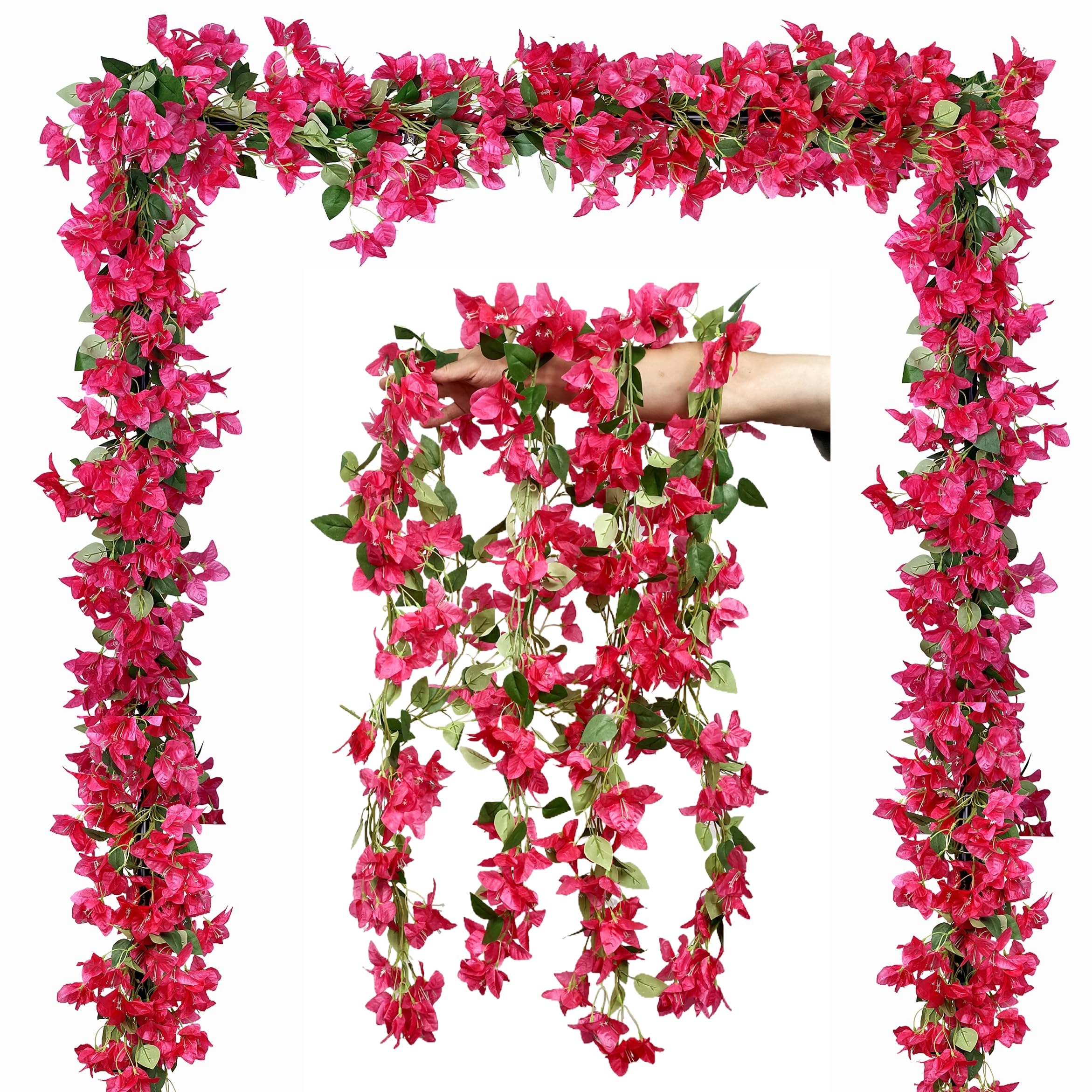 Amazon.com: DYZEM Artificial Bougainvillea Flowers Vines Silk Fuchsia ...