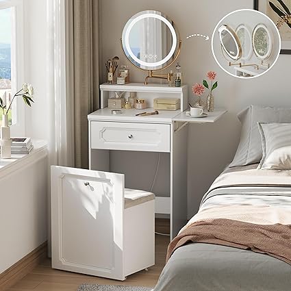 Amazon.com: 3 in 1 Small Vanity, Makeup Vanity Desk with Rotatable ...