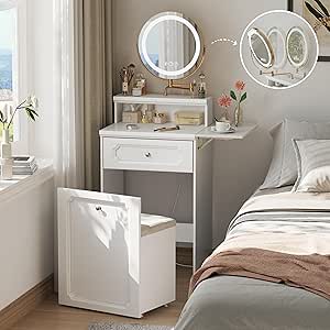 Amazon.com: 3 in 1 Small Vanity, Makeup Vanity Desk with Rotatable ...