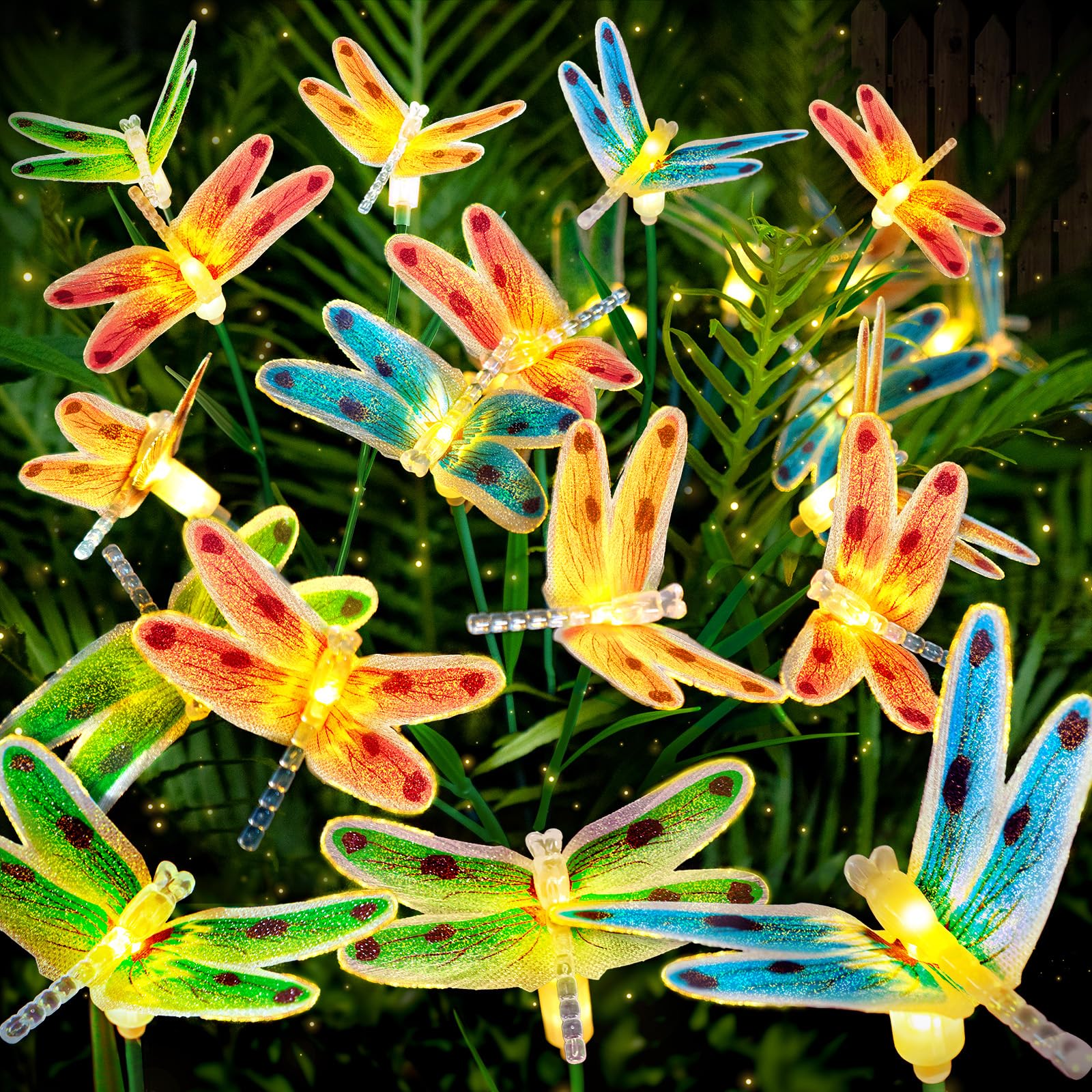 Amazon.com : Dragonfly Lights Solar Outdoor Decorative: Garden Fairy ...