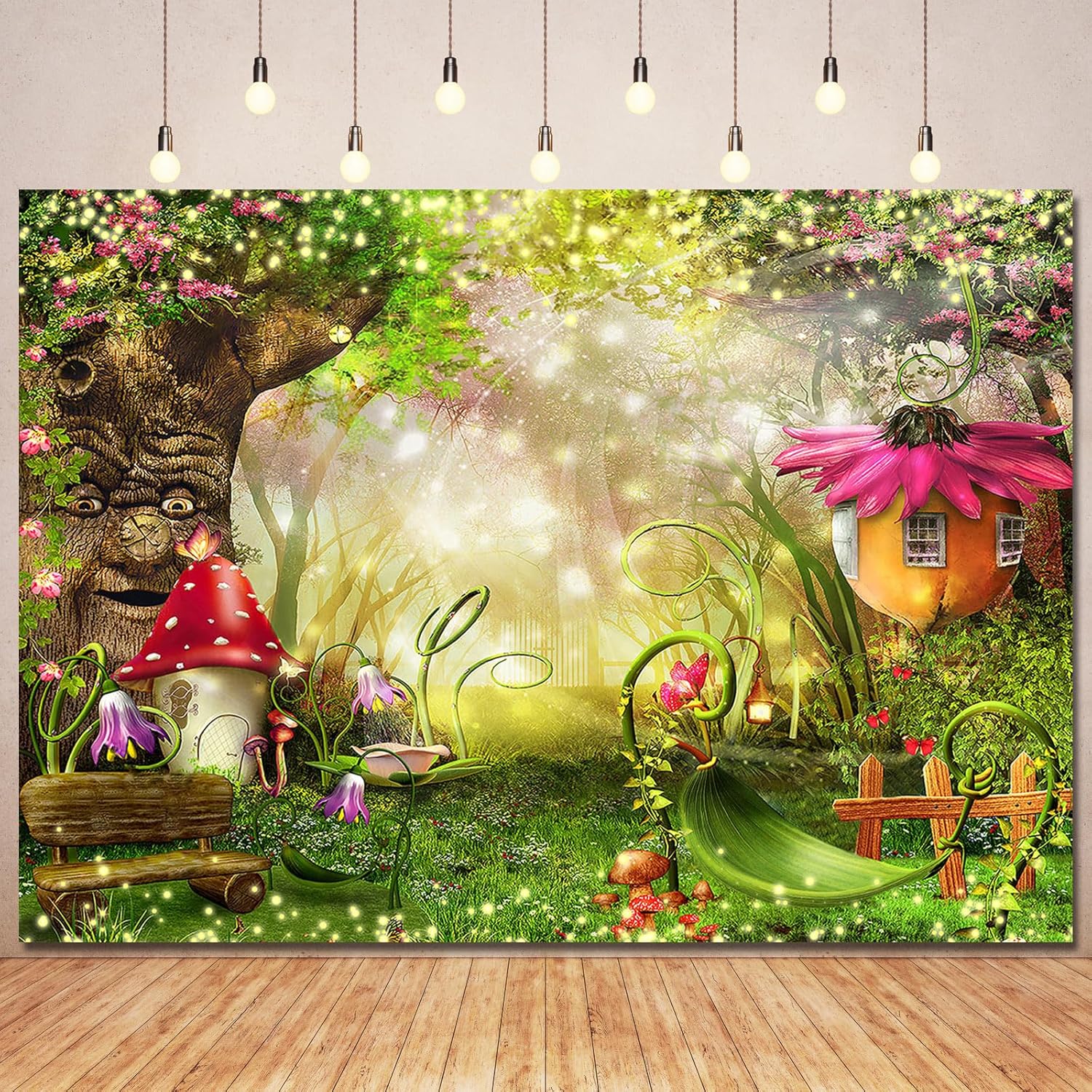 Amazon.com : Enchanted Forest Backdrop Banner Fairy Birthday ...