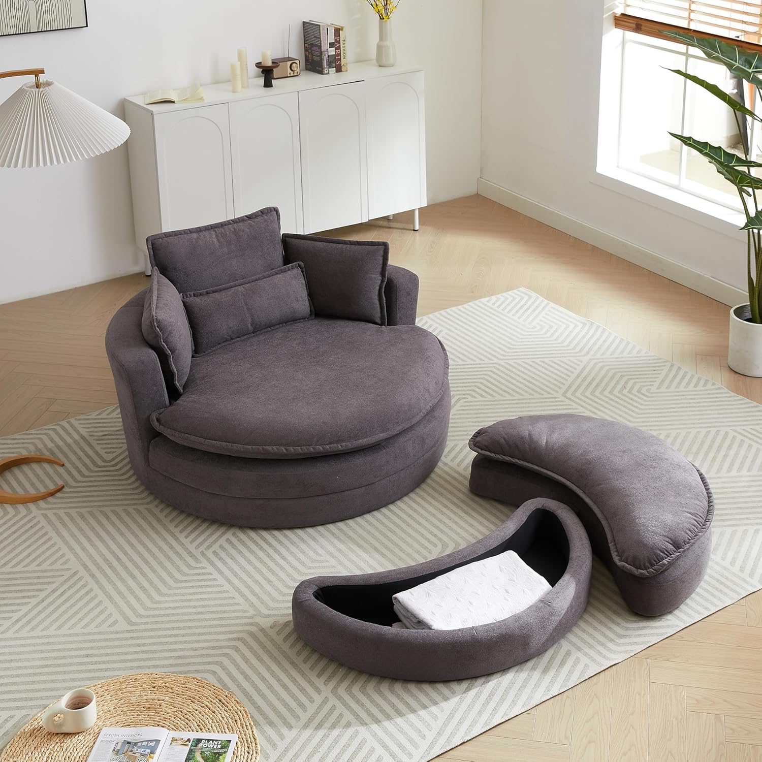 Amazon.com: HomSof 52" W Swivel Accent Barrel Modern Sofa Lounge Club ...