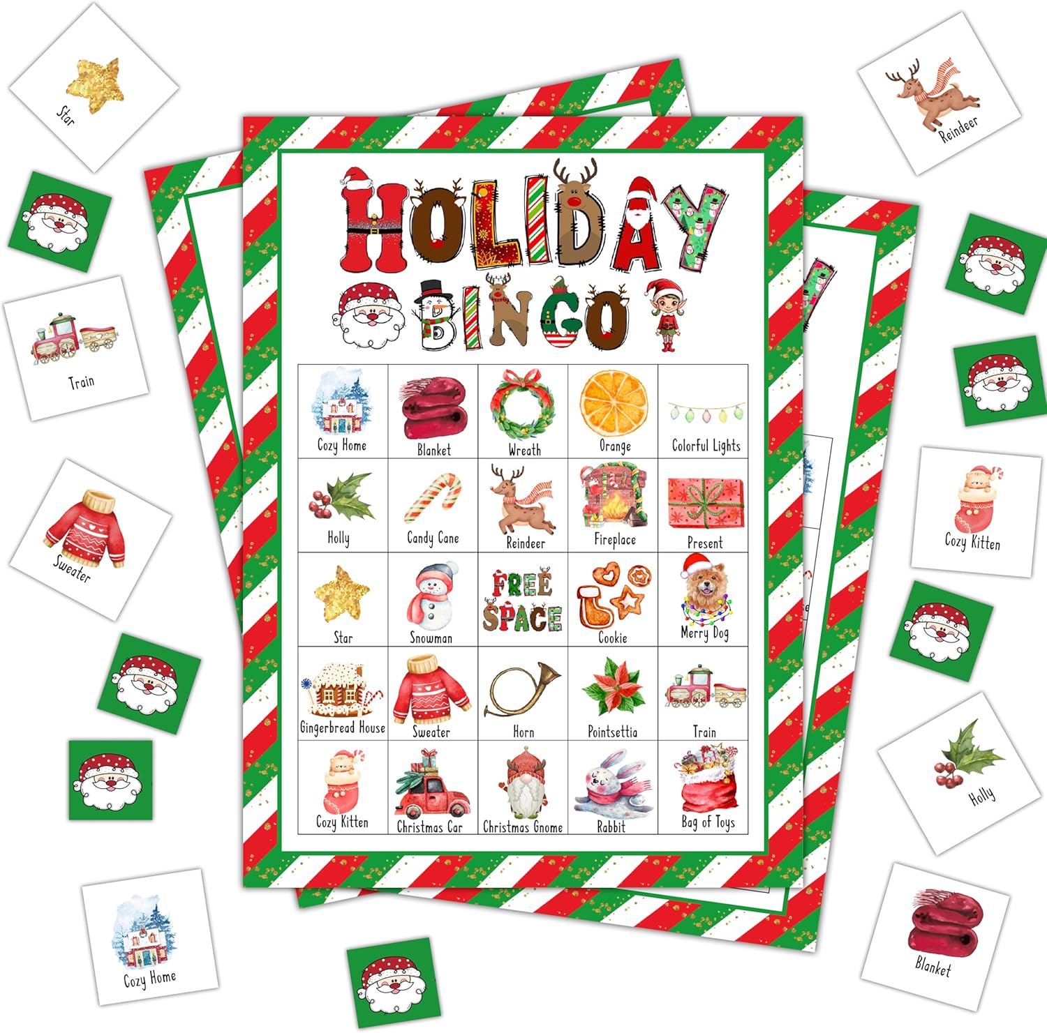 Amazon.com : Holiday Bingo Games, Christmas Party Bingo Cards for ...