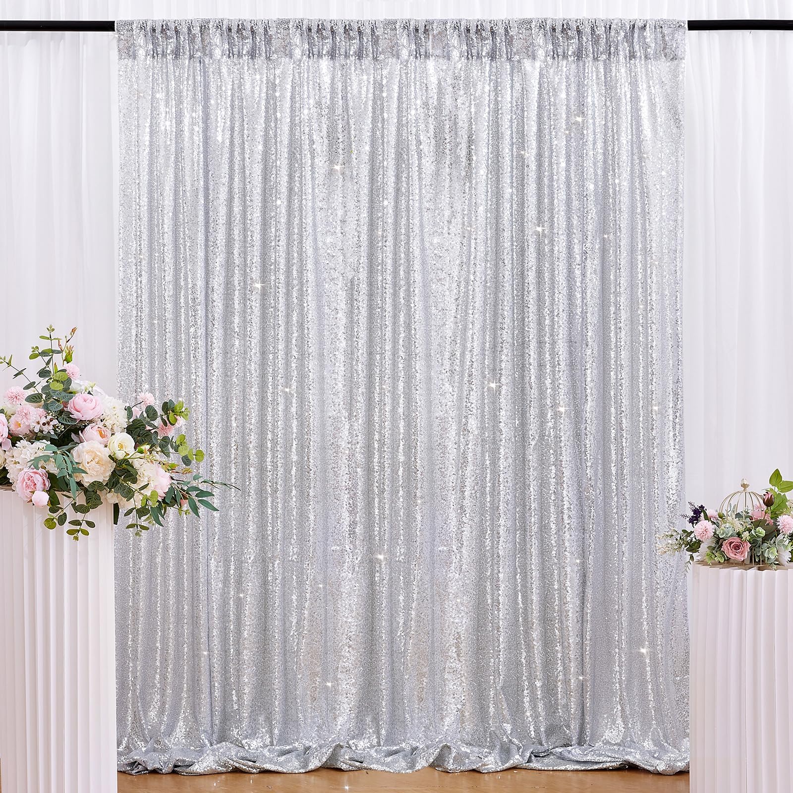 B-COOL Sequin Backdrop Silver Backdrop 4ft x8ft Photography Backdrop ...