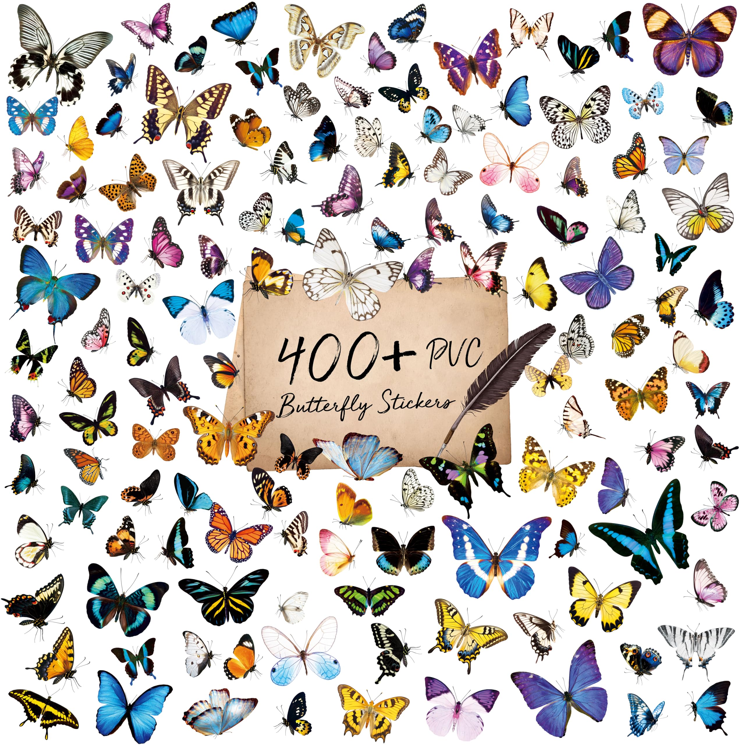Amazon.com: 400+ PCS Delicate Butterfly Stickers, Self-Adhesive PVC ...