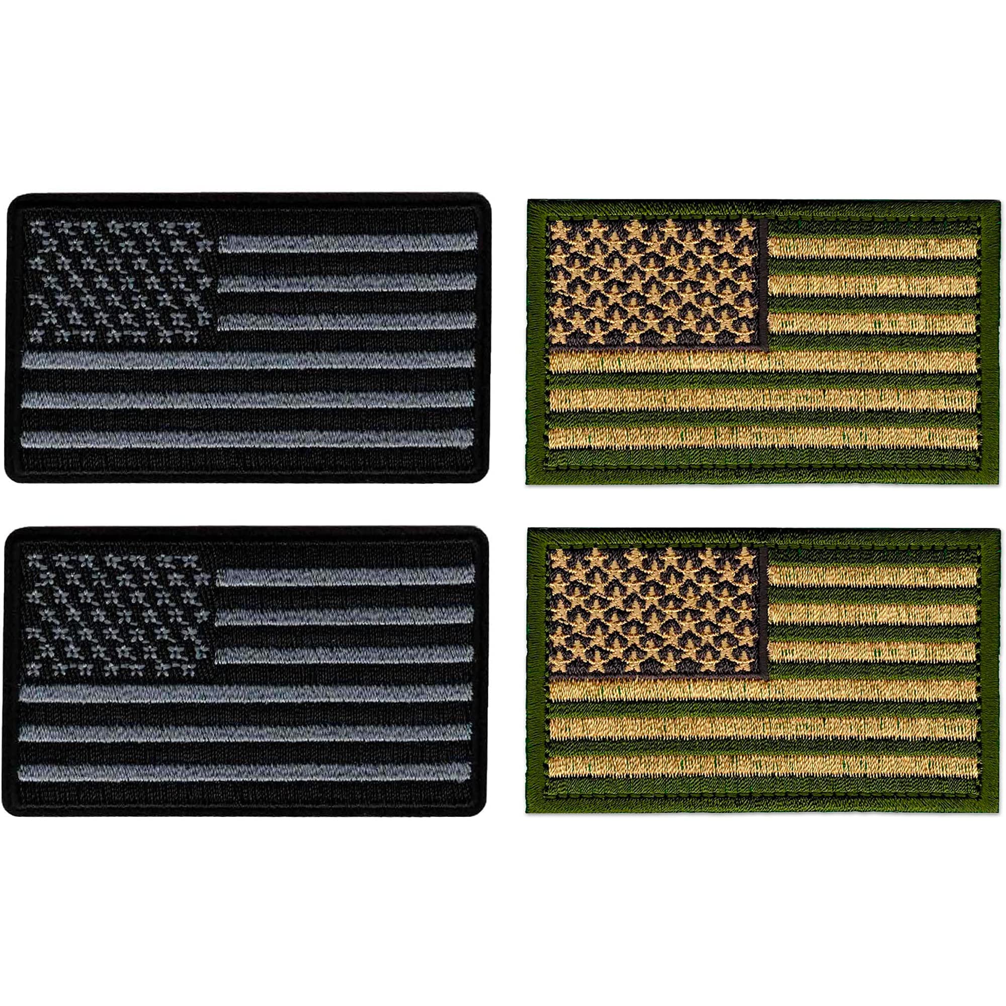 Amazon.com: Black & Traditional American Flag Patches (4-Pack) Iron On ...
