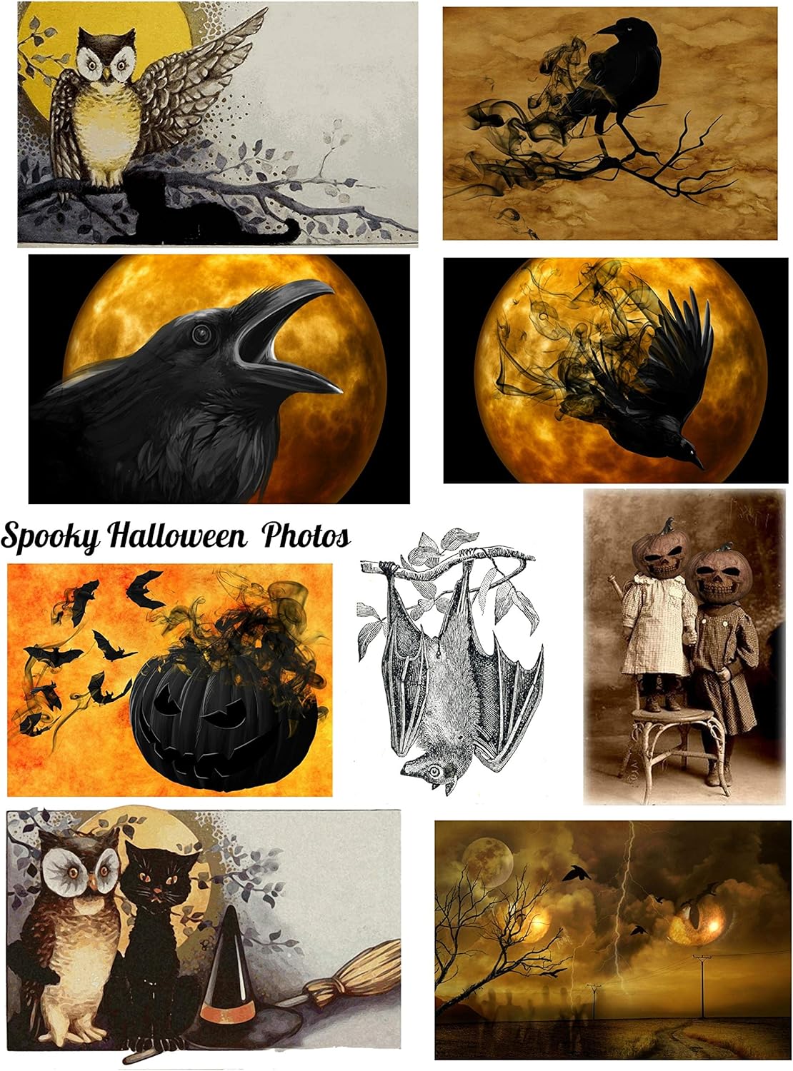 Amazon.com: Halloween Spooky Photos Collage Sheet, Halloween ...