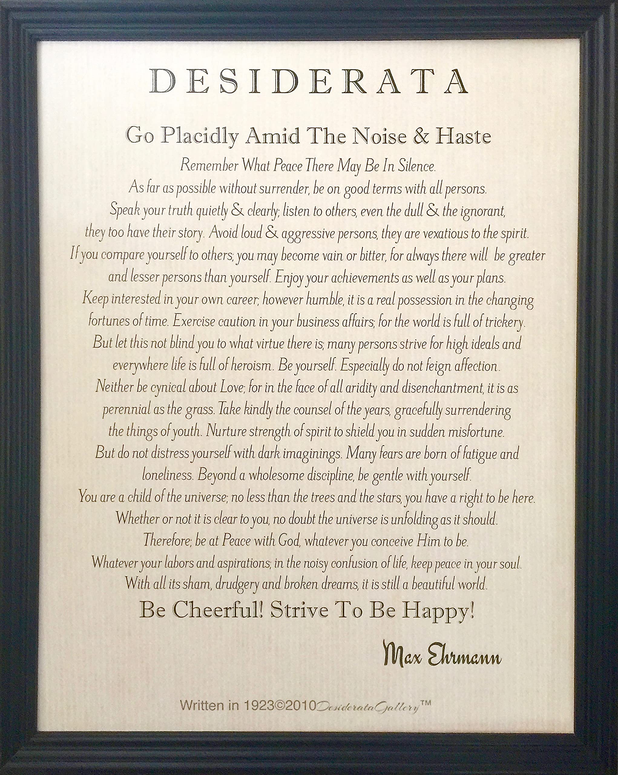 Buy 12x15 Wood Framed Motivational Poem Desiderata By Max Ehrmann ...