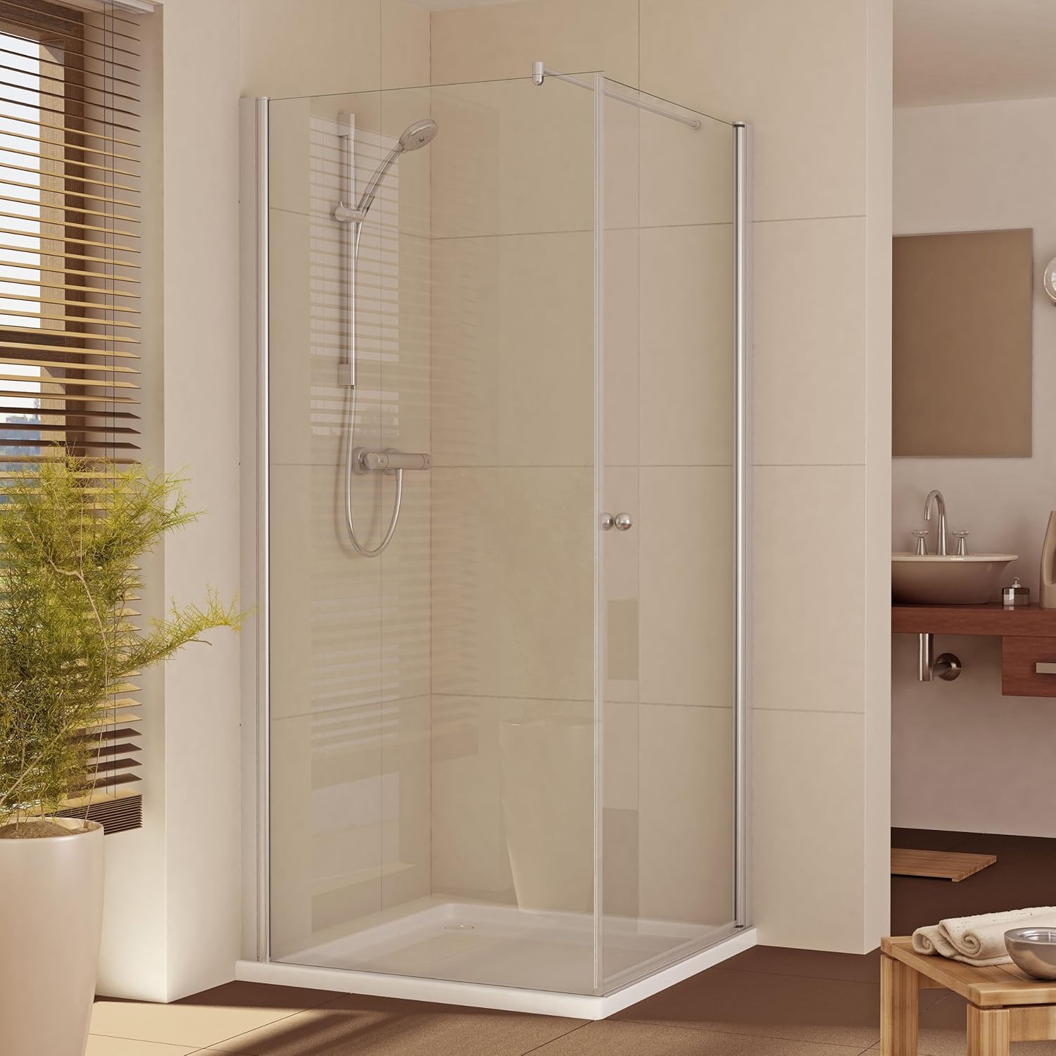 Cabina doccia box angolare Entrata angolare doccia in vetro reale B: 75 ...