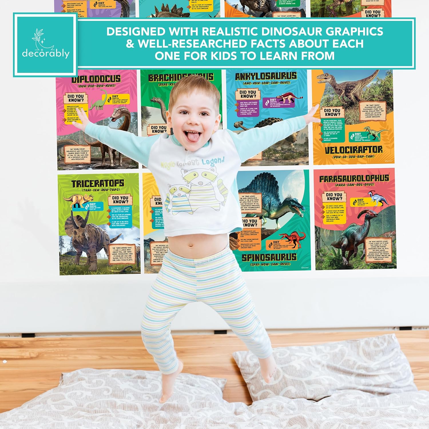 12 Dinosaur Poster - 8x10in Dinosaur Room Decor, Dinosaur Posters for ...
