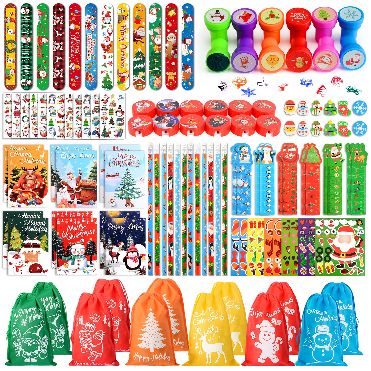 Amazon.com: 120PCS Christmas Party Favors Kids, Christmas Stationery ...