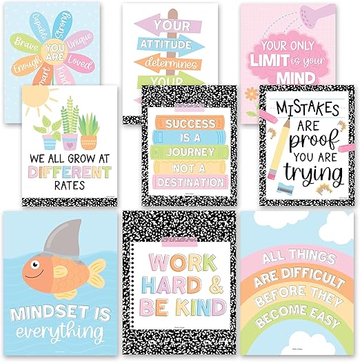 Amazon.com : Hadley Designs Motivational Posters for Classroom - 9 ...
