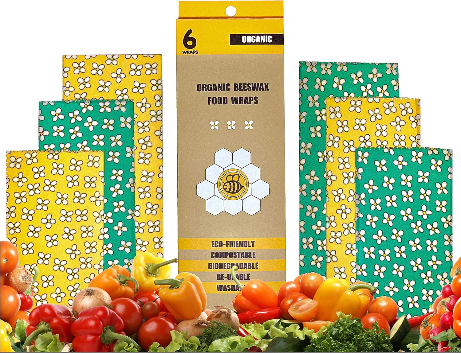 Amazon.com: Square Design | Organic Beeswax Food Wraps | Reusable Eco ...