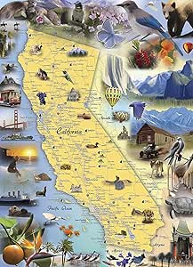 Amazon.com: Hennessy Puzzles California Map Jigsaw Puzzle - 1000 Piece ...