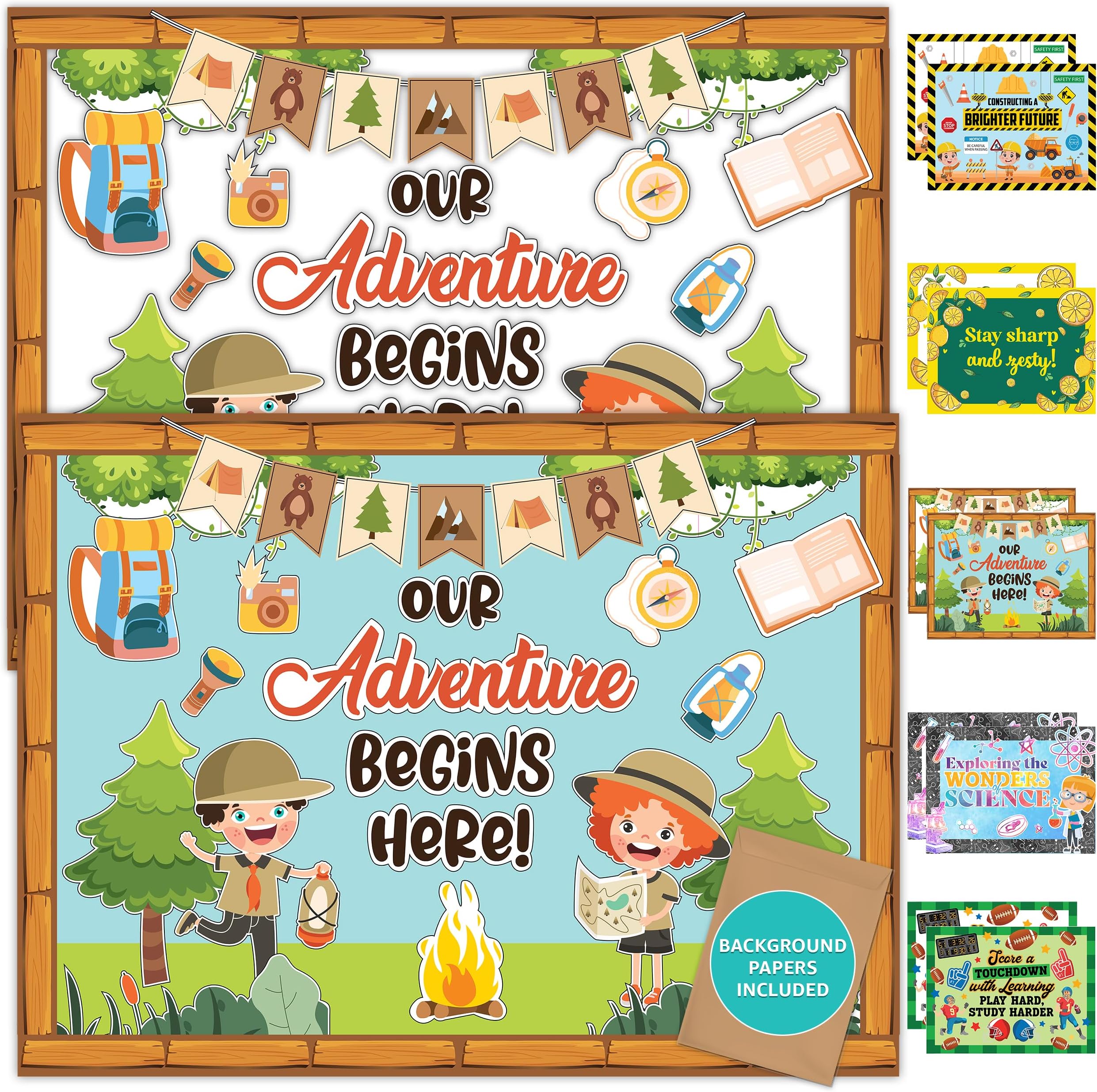 Amazon.com : 77Pcs Camping Theme Classroom Decor Set with Background ...