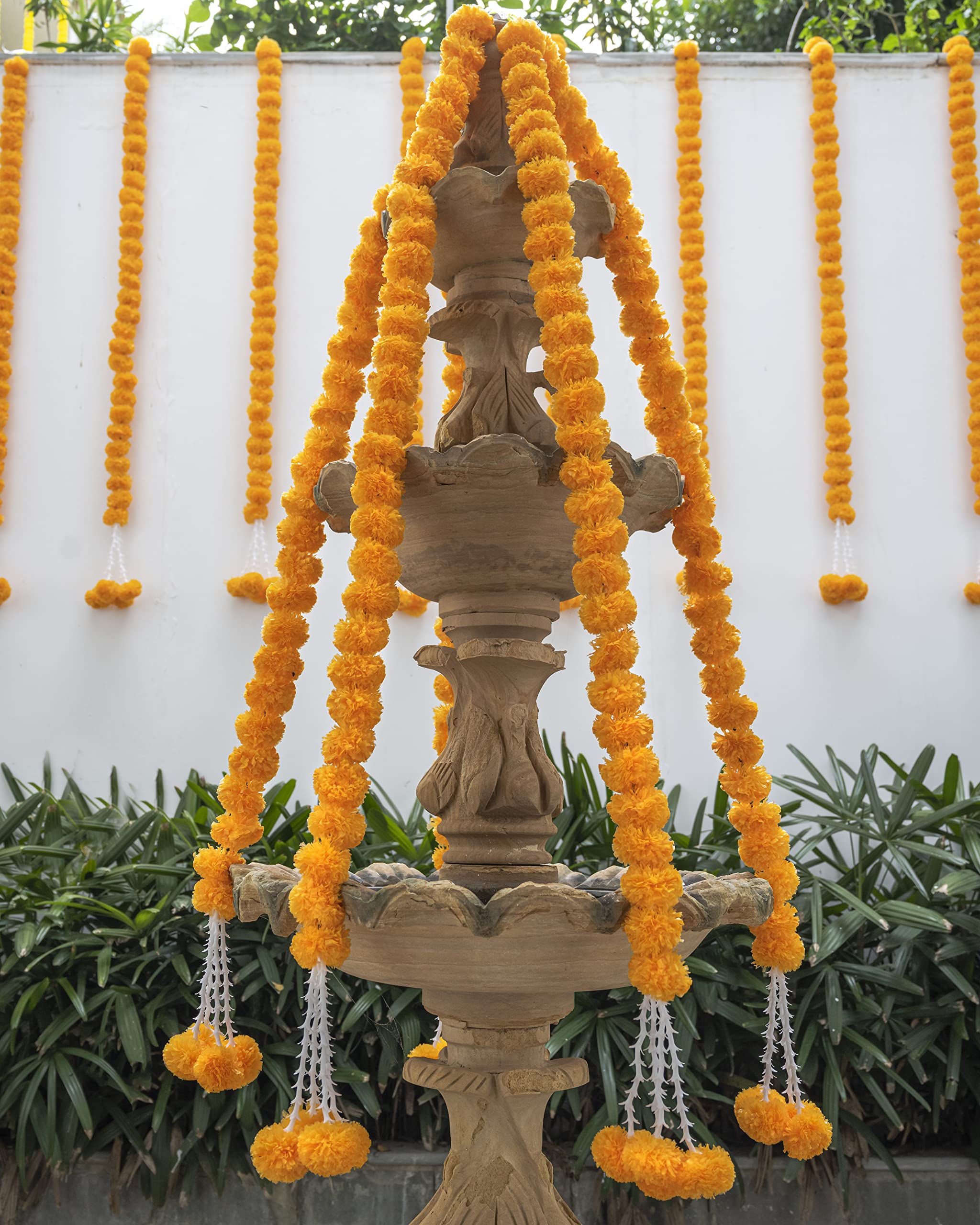 Amazon.com: Marubhumi 5 Pcs of 5 Feet Long Strands Artificial Marigold ...