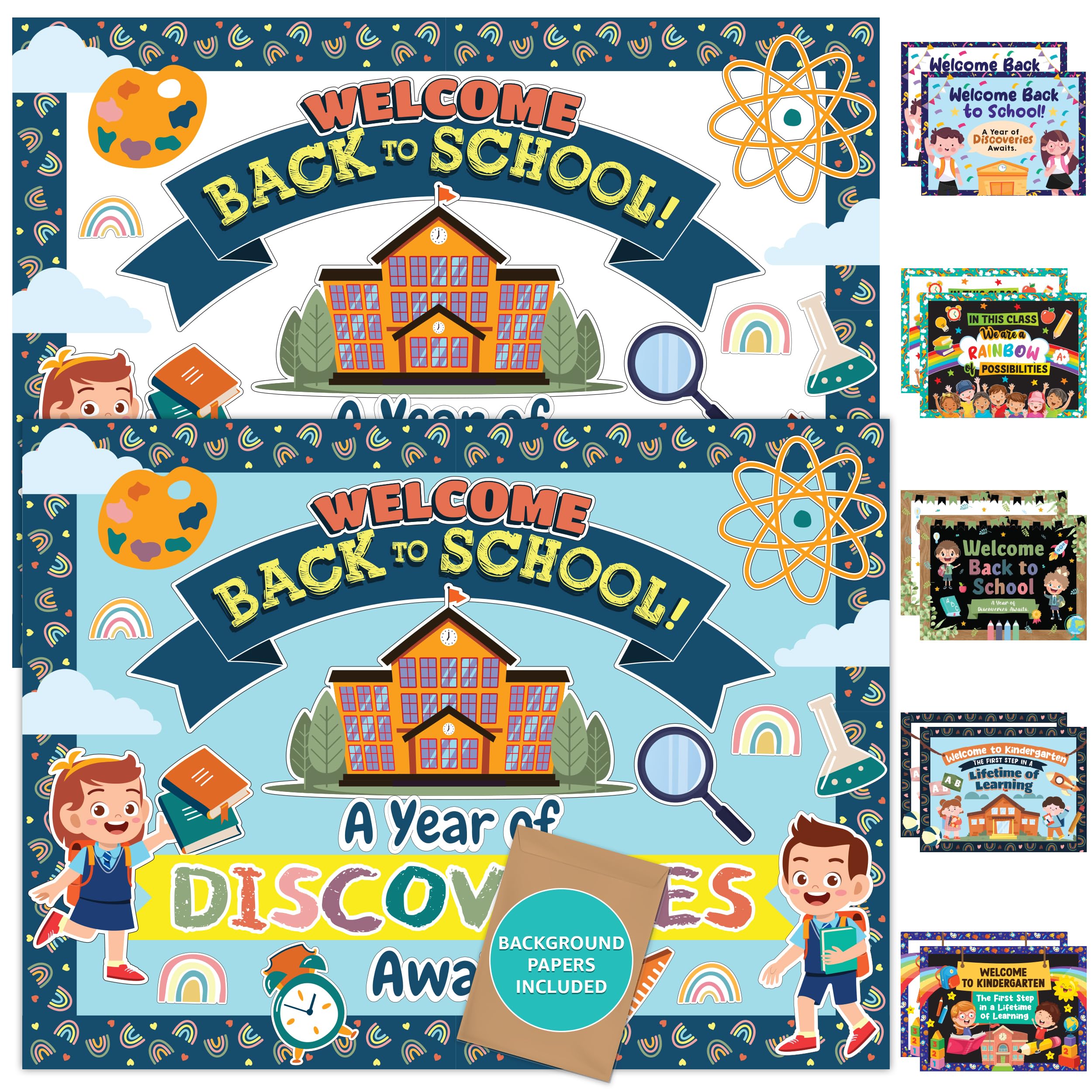 Buy 64 Pcs Welcome Back to School Bulletin Board Set with Background ...