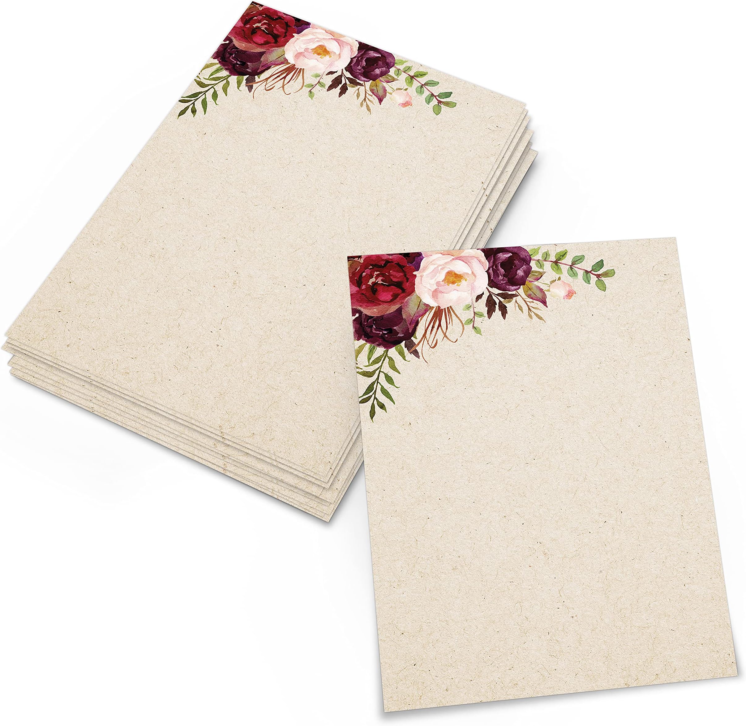 Amazon.com : 321Done Blank Red Floral Cards - 4x6 (Set of 50) Floral ...