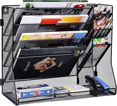 Solinxe Desk Organizer Hanging Wall File Holder 5 Tier Mesh Wall ...