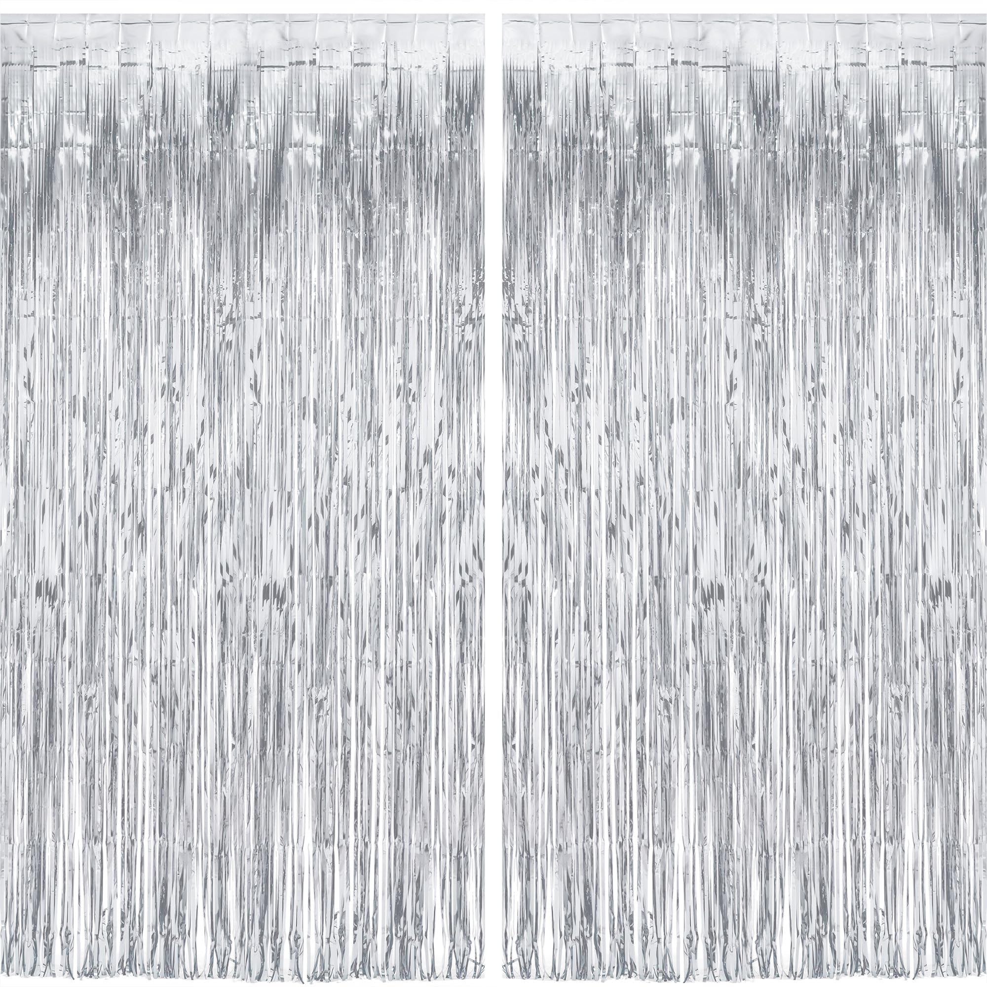 Amazon.com: Silver Streamers Metallic Party Backdrop - GREATRIL Foil ...