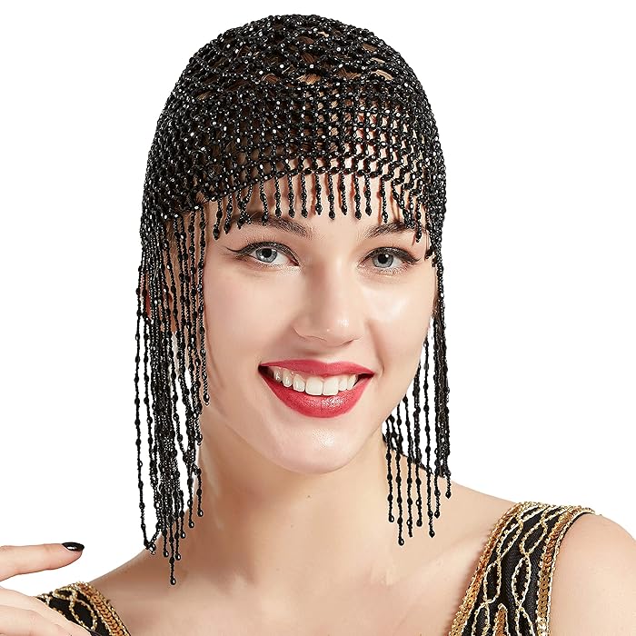 Buy BABEYOND 1920s Flapper Cap Vintage Style Roaring 20s Beaded Flapper ...