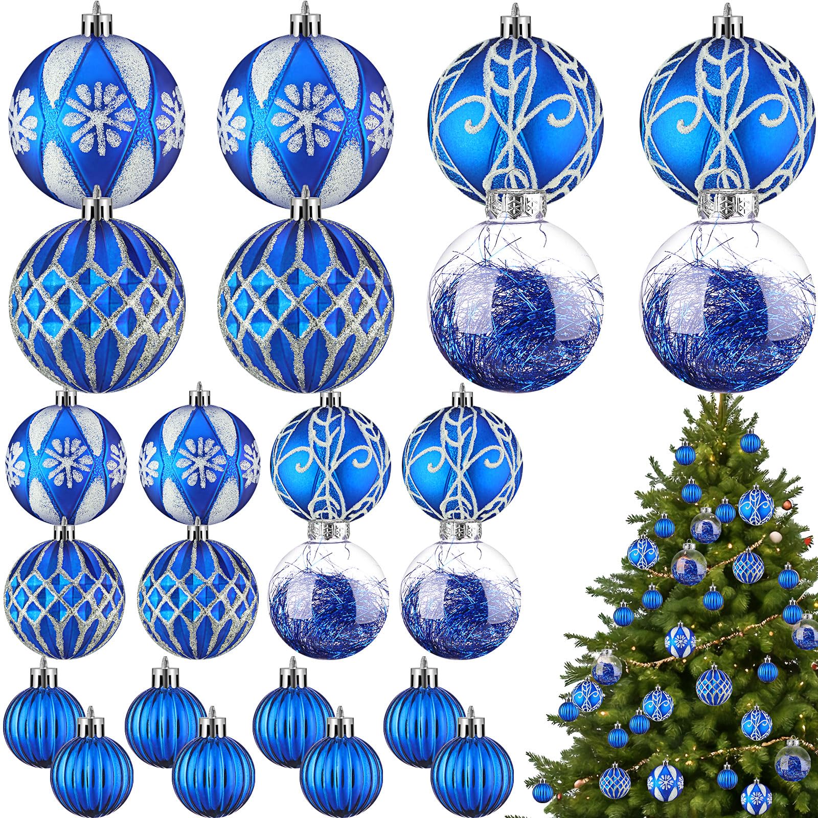 Amazon.com: Civaner 24 Pcs Christmas Ball Ornaments, Multi Size ...