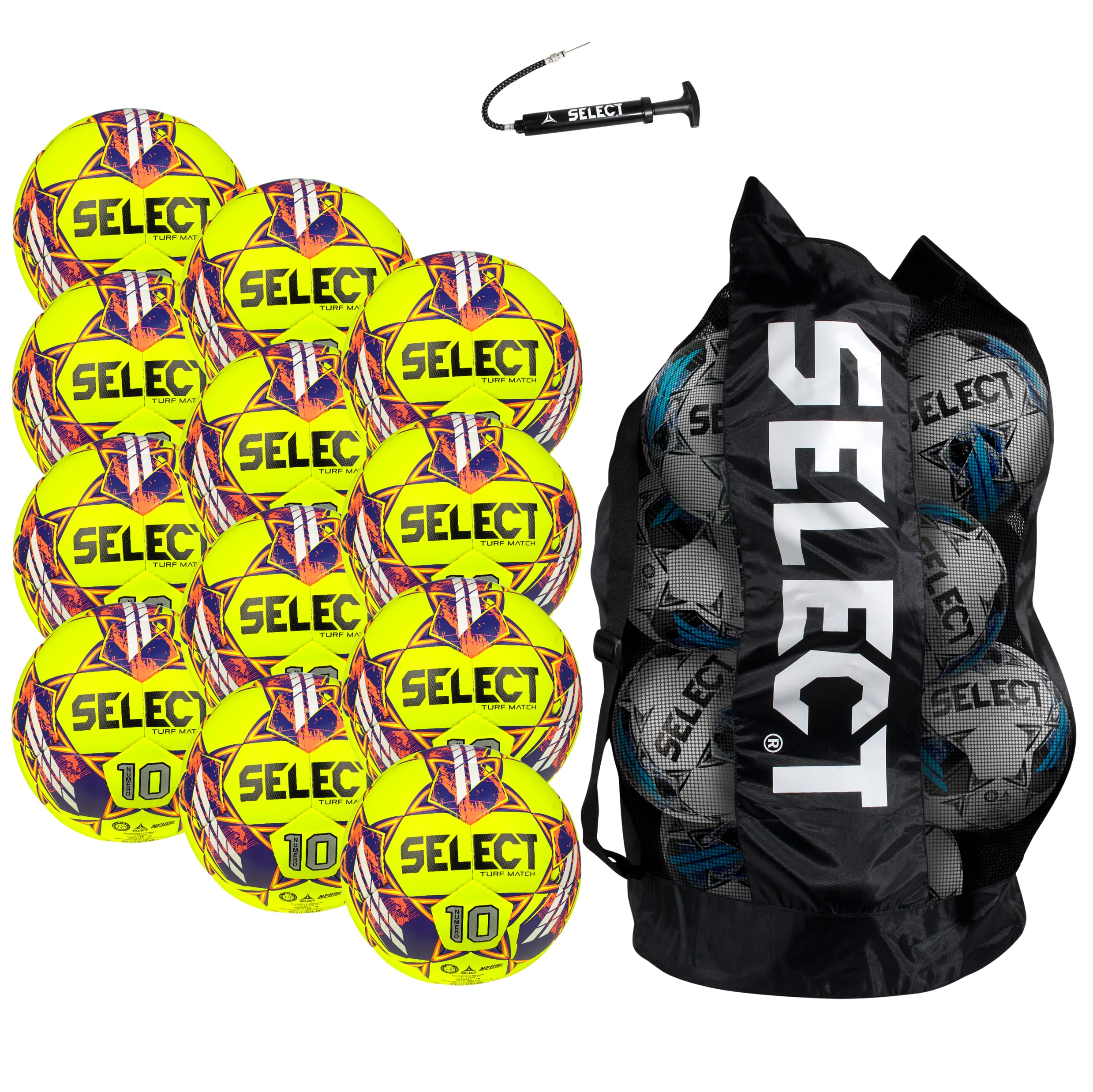 Select Numero 10 Match Turf Soccer Ball, 12-Pack with Duffle Ball Bag ...