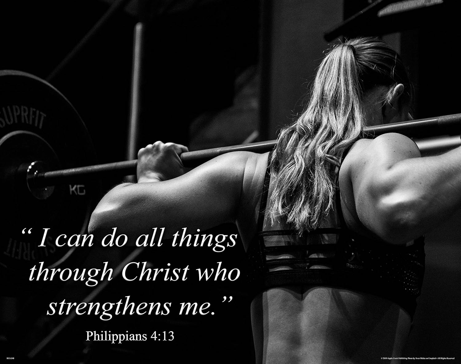 Amazon.com: Apple Creek Workout Quote Poster Religious Motivational Art ...