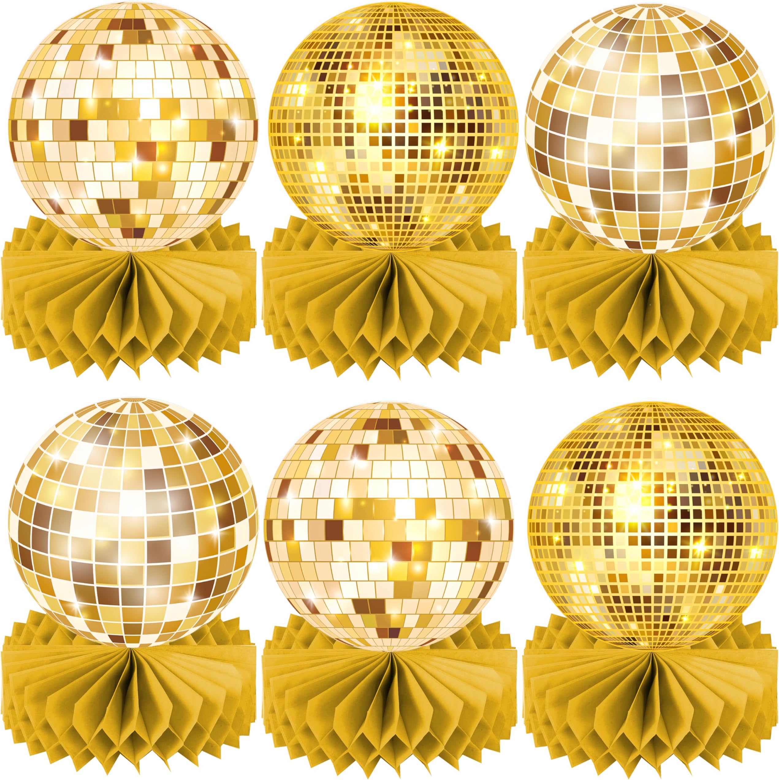 Amazon.com: Gold Disco Ball Party Honeycomb Centerpieces 70s Disco ...