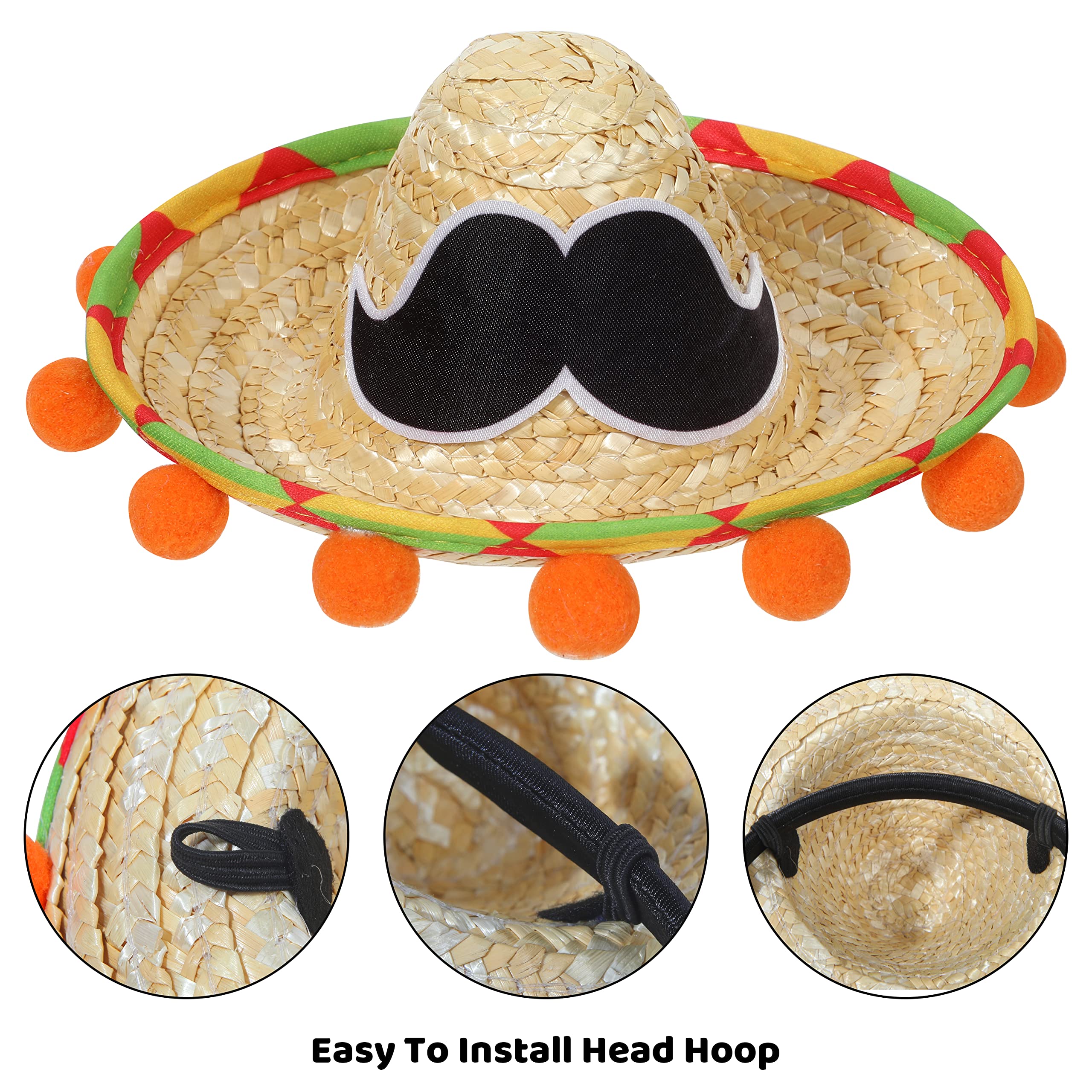 JOYIN 9PCs Cinco De Mayo Fiesta Straw Sombrero Headbands Party Costume ...